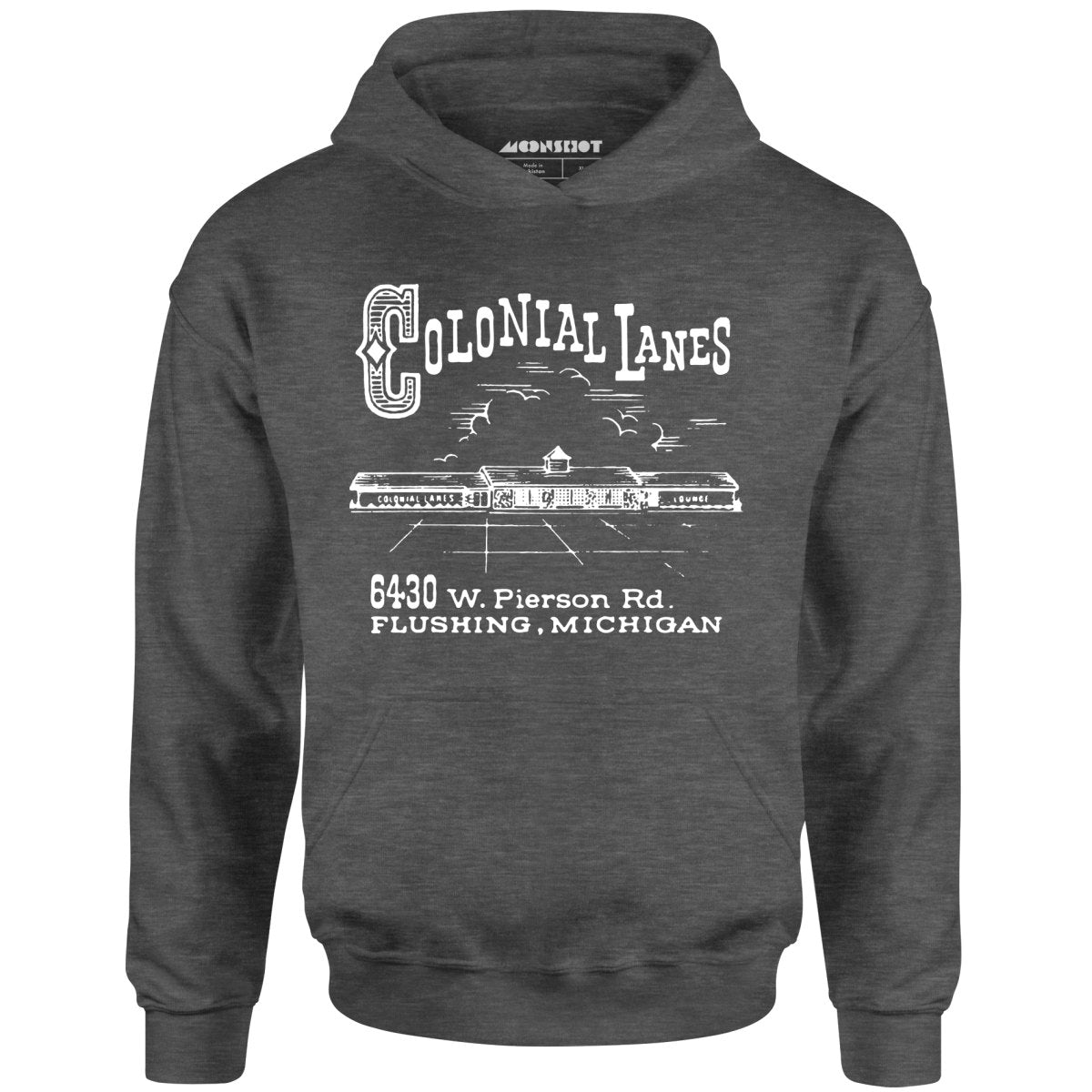 Colonial Lanes - Flushing, MI - Vintage Bowling Alley - Unisex Hoodie ...