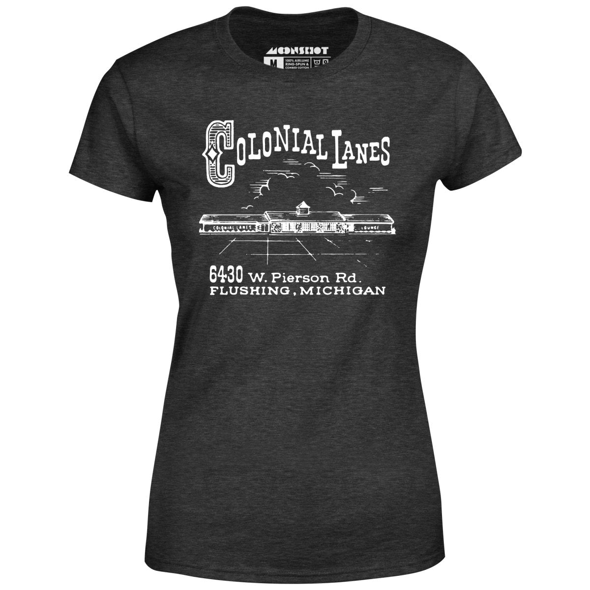 Colonial Lanes - Flushing, MI - Vintage Bowling Alley - Women's T-Shirt ...