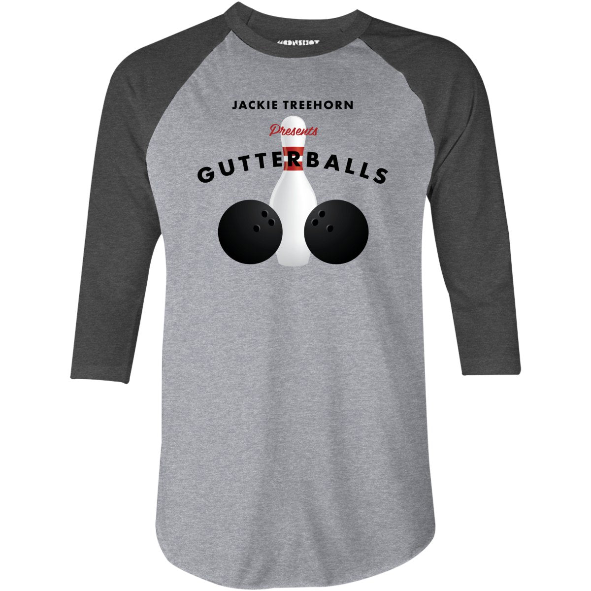 Jackie Treehorn Presents Gutterballs - 3/4 Sleeve Raglan T-Shirt – m00nshot