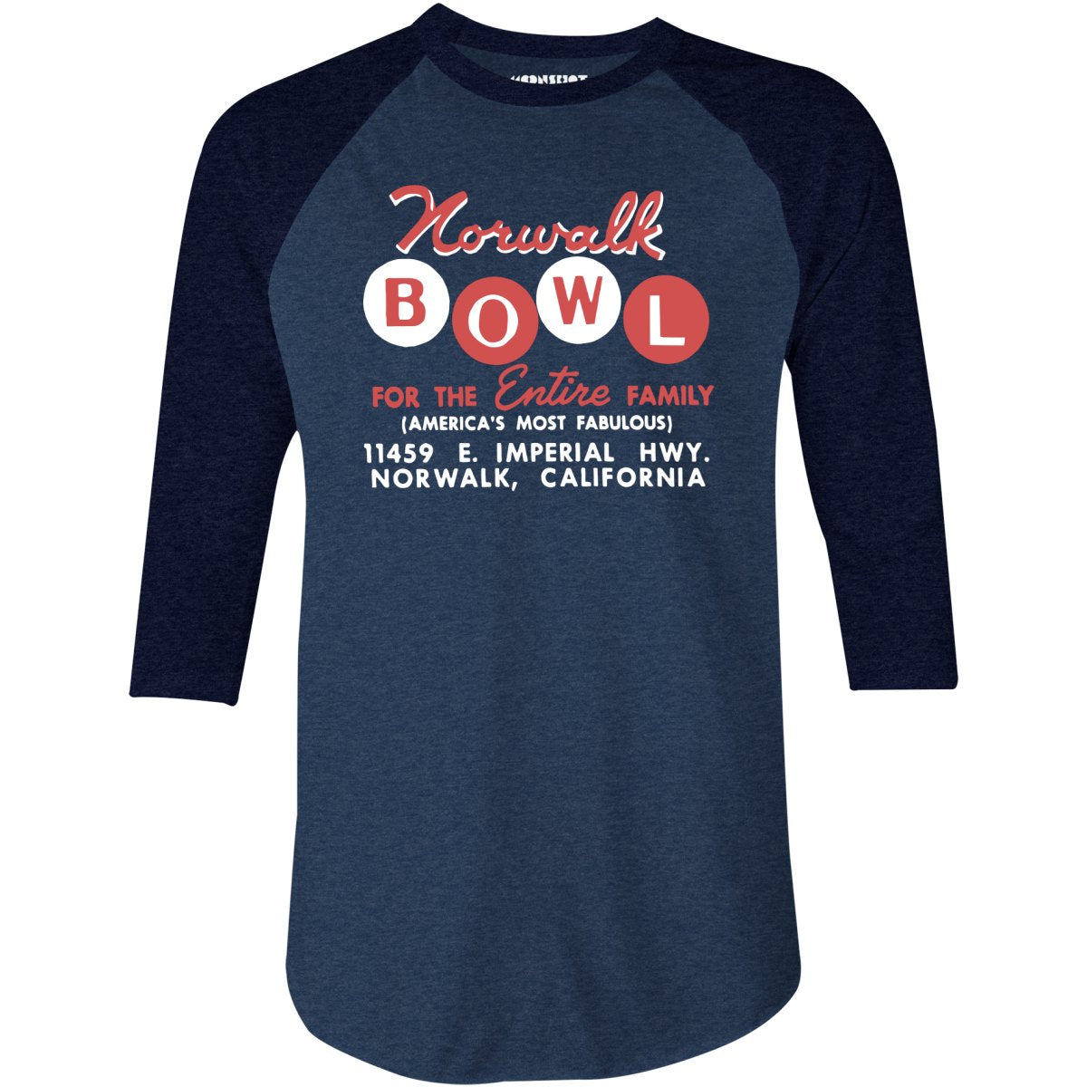 Norwalk Bowl - Norwalk, CA - Vintage Bowling Alley - 3/4 Sleeve Raglan ...
