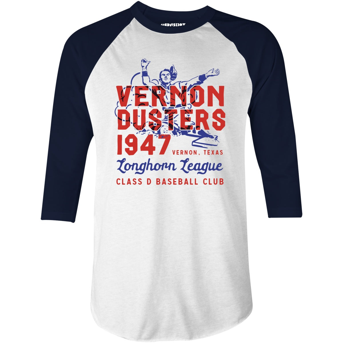 Vernon Dusters - Texas - Vintage Defunct Baseball Teams - 3/4 Sleeve ...