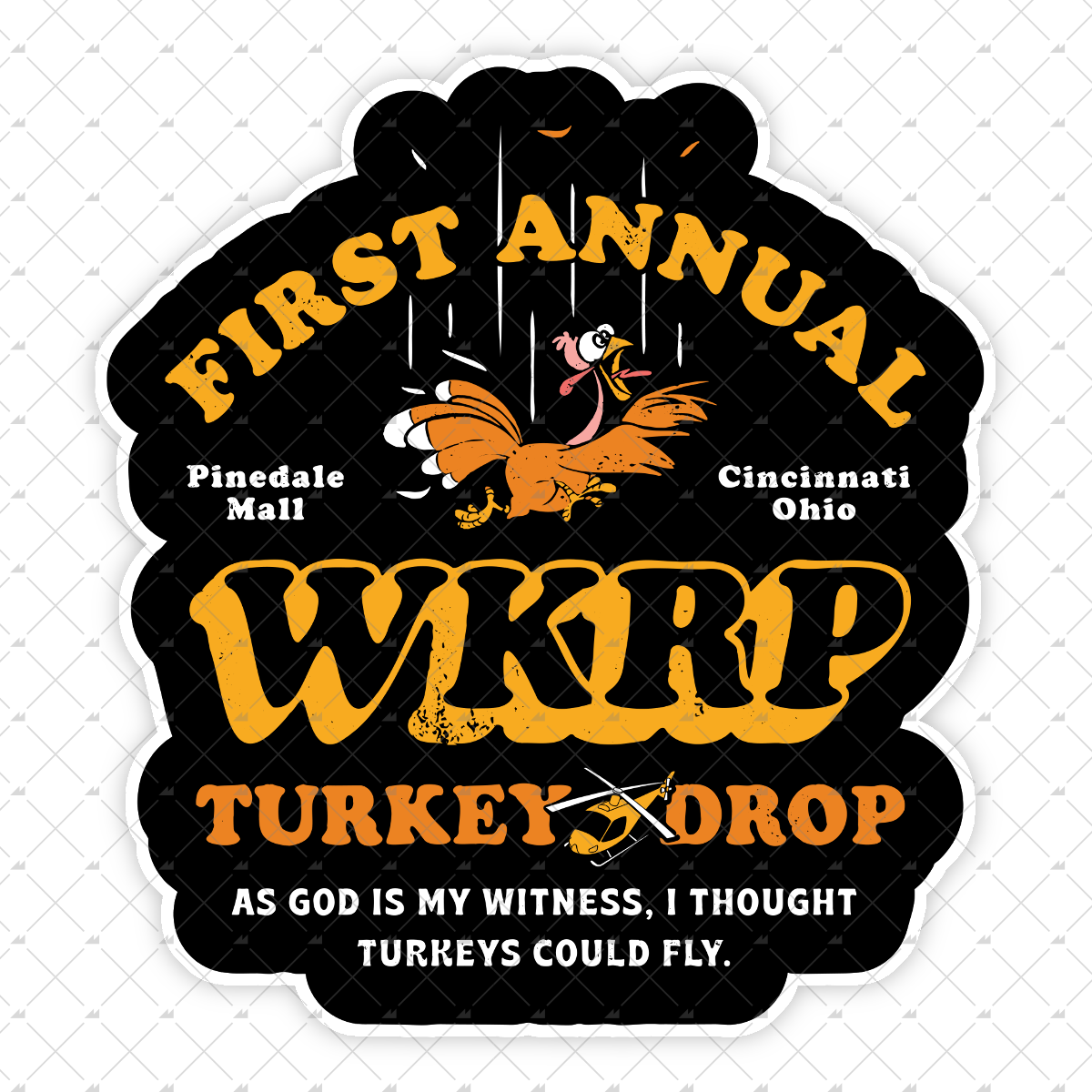WKRP Turkey Drop - Sticker – m00nshot
