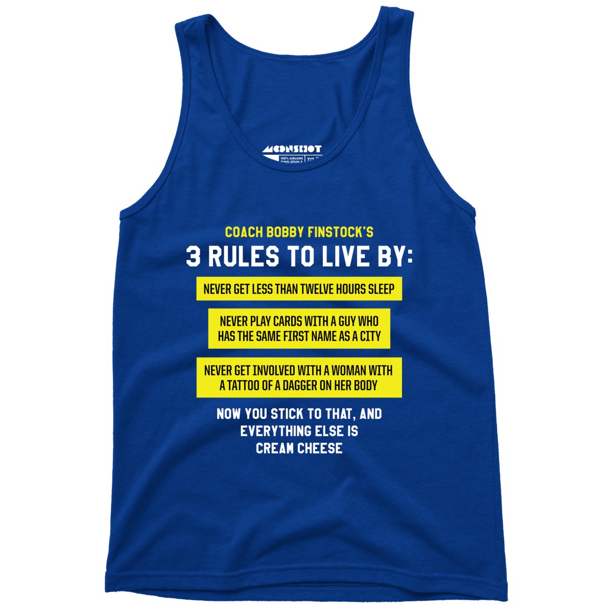 Coach Bobby Finstock's 3 Rules to Live By - Unisex Tank Top – m00nshot